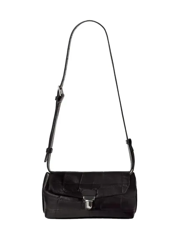 LEMAIRE Croco-embossed Small Gear Shoulder Bag - Black