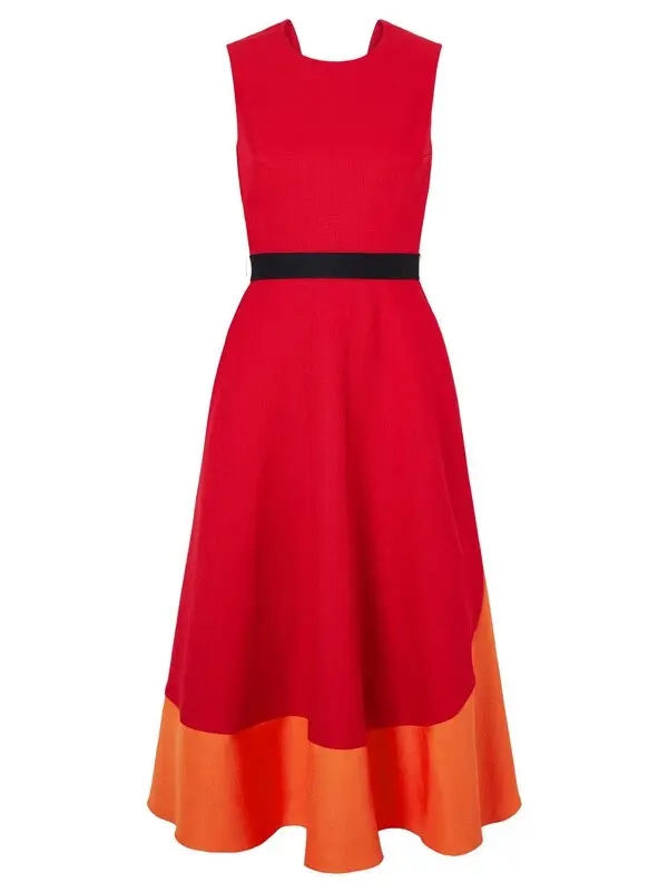 ROKSANDA Mire Belted Woven Midi Dress - Red