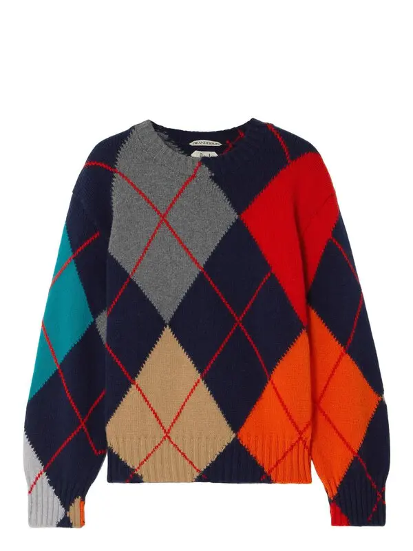 JW Anderson Argyle Wool Sweater - Multi