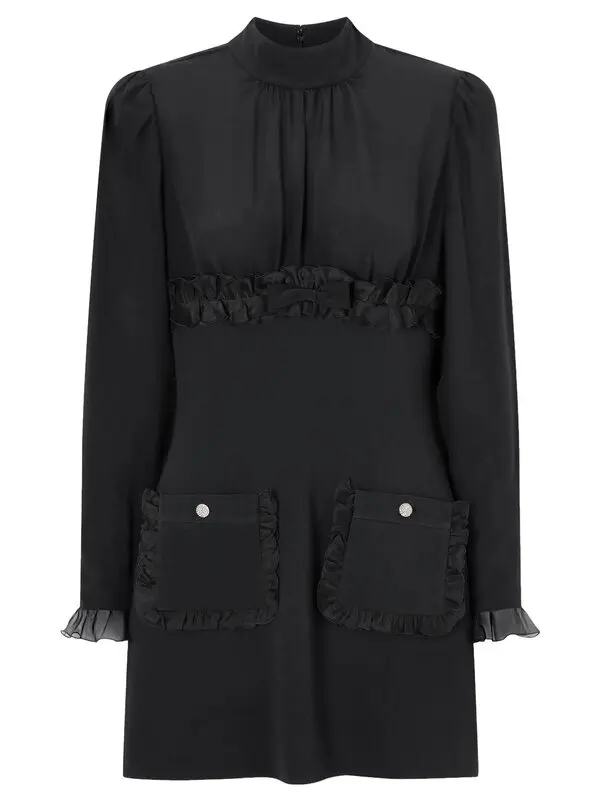 Alessandra Rich Ruffled Silk-organza And Cady Mini Dress - Black