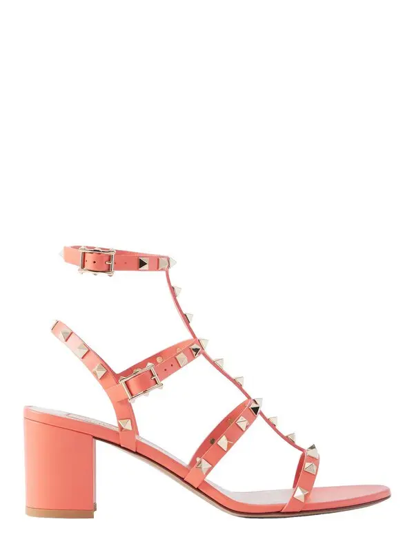 Valentino Garavani Rockstud 60 Leather Sandals - Orange