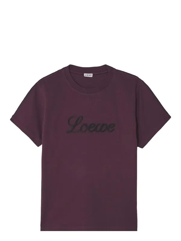 Loewe Embroidered Cotton-jersey T-shirt - Burgundy