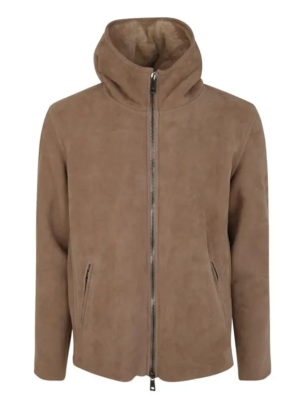 GIORGIO BRATO Sheepskin Bomber Jacket - Brown