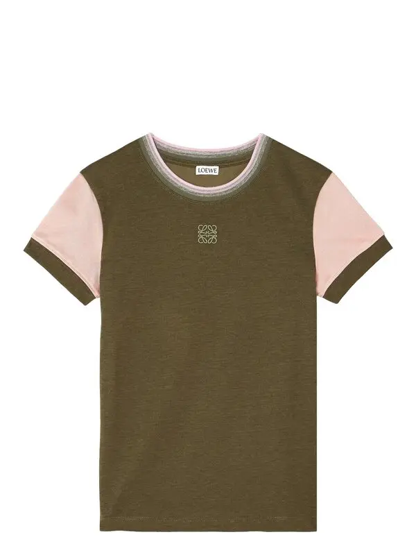 Loewe Anagram Embroidered Cotton-blend Jersey T-shirt - Army Green