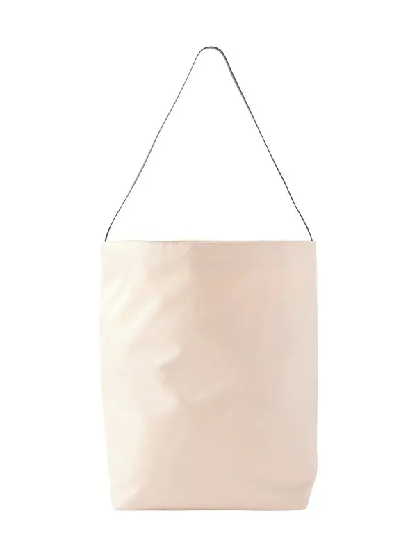 VALESQUE Leather-trimmed Nylon-satin Bucket Tote - Neutrals