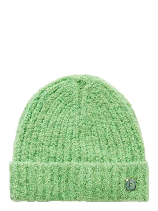 GOD'S TRUE CASHMERE God’s True Cashmere Button-embellished Ribbed Beanie - Green