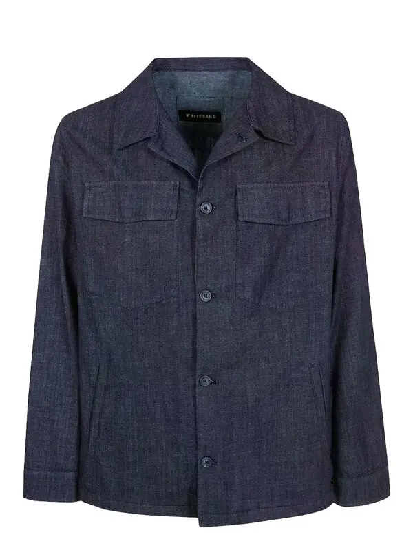 WHITE SAND Buttoned Pocket Shirt - Blue