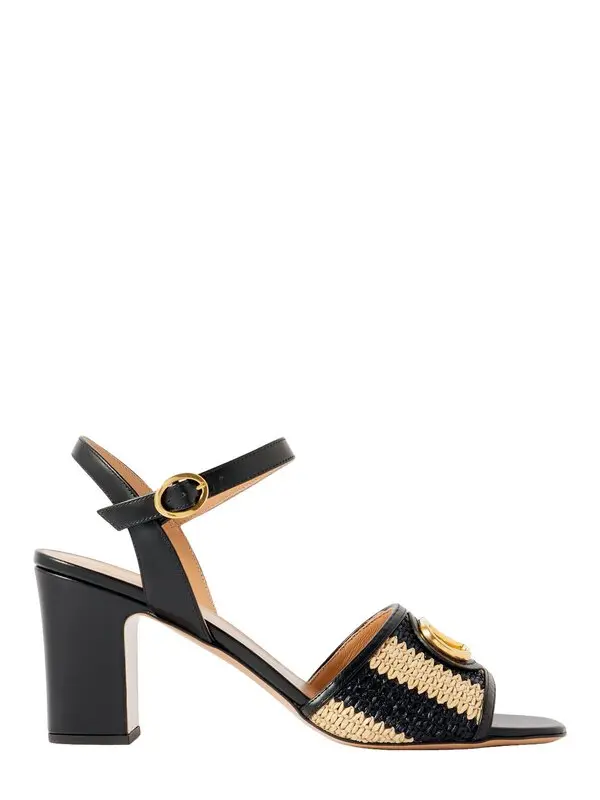Valentino Garavani Vlogo Signature 75 Embellished Raffia Sandals - Black