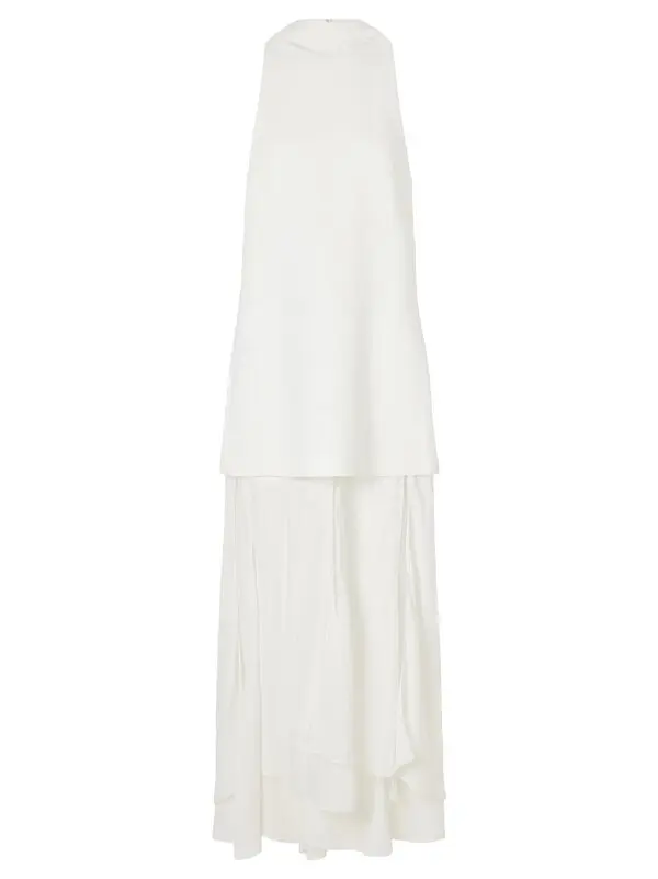 Brandon Maxwell Leonie Scarf-detailed Maxi Dress - White
