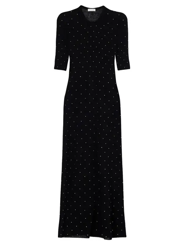 Rabanne Studded Wool-blend Midi Dress - Black