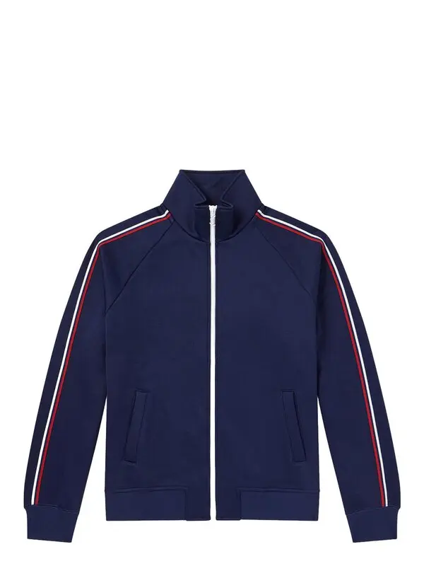 Saint Laurent Striped Cotton-blend Jersey Track Jacket - Blue