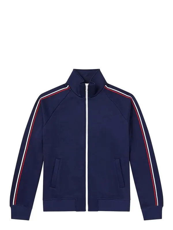 Saint Laurent Striped Cotton-blend Jersey Track Jacket - Navy