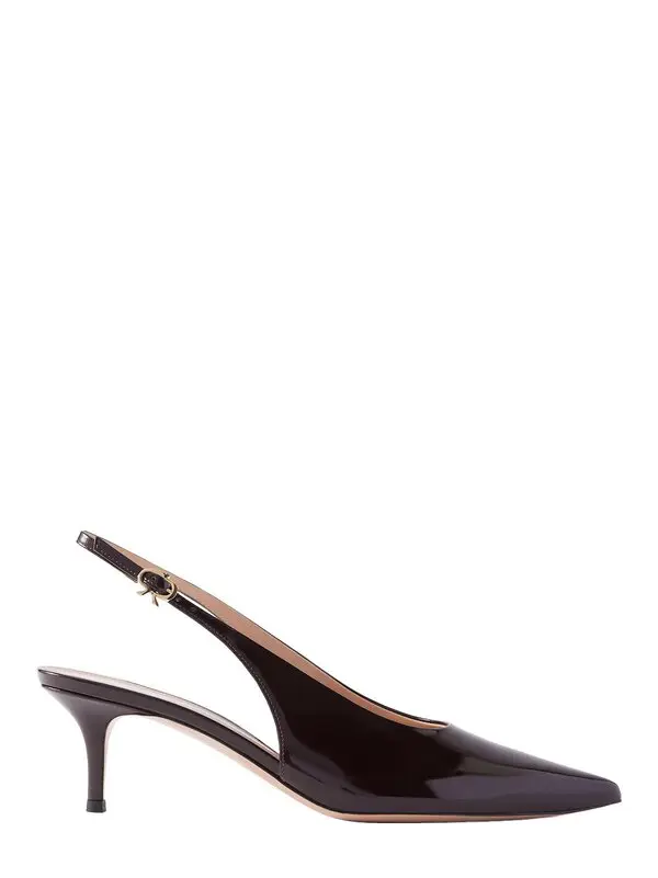 GIANVITO ROSSI Robbie 55 Polished-leather Slingback Pumps - Burgundy