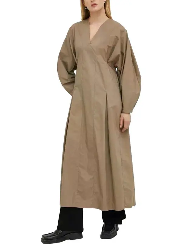 BY MALENE BIRGER V-neck Balloon-sleeve Midi Dress - Neutrals