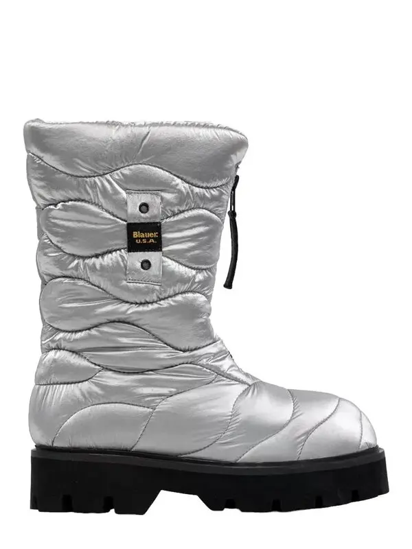 BLAUER. Elsie Quilted Zip Up Boots - Silver