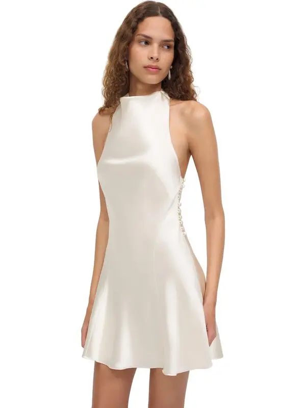 REFORMATION Roy Silk Mini Dress - Ivory
