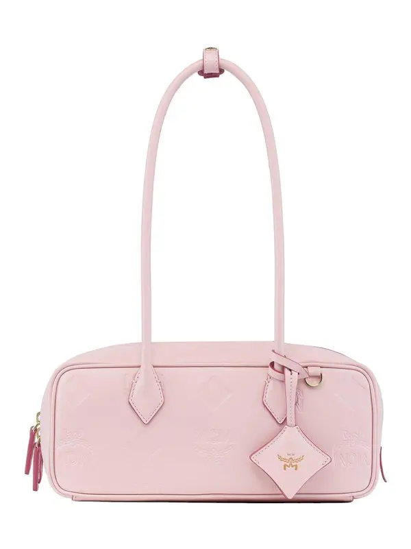 Mcm Maxi Monogram Leather East West Shoulder Bag - Lotus Pink
