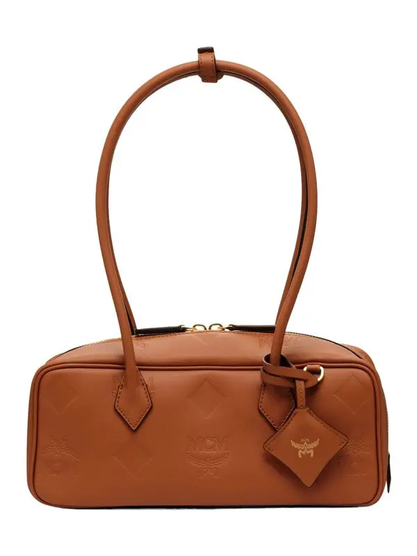 Mcm Maxi Monogram Leather East West Shoulder Bag - Mocha Bisque