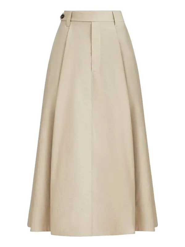 Brunello Cucinelli Cotton Long A-line Skirt - Beige