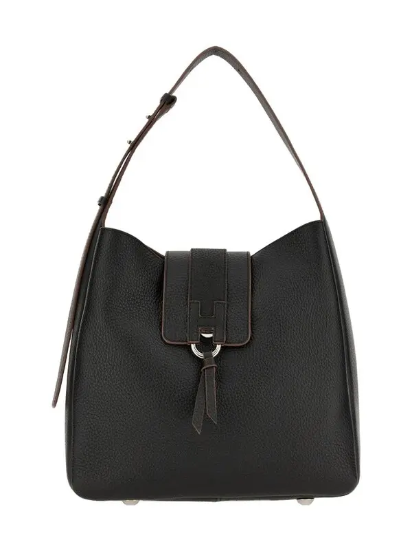 Hogan Leather Hobo Bag - Black