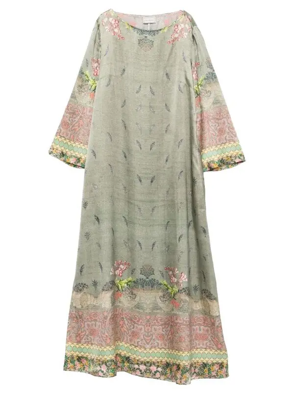 PIERRE-LOUIS MASCIA Printed Silk Maxi Dress - Green
