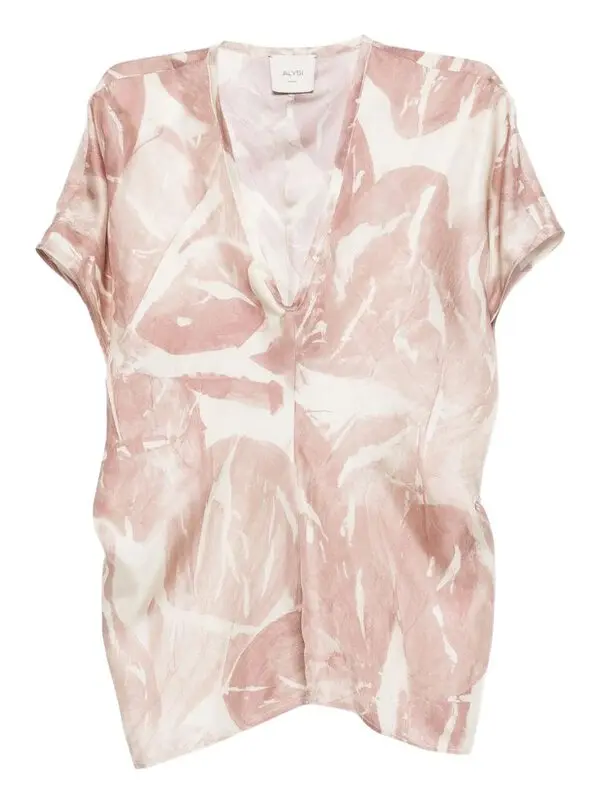 ALYSI Printed Silk Blouse - Pink