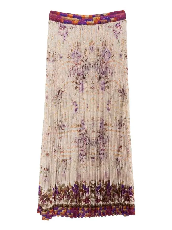 PIERRE-LOUIS MASCIA Printed Silk Pleated Skirt - Pink