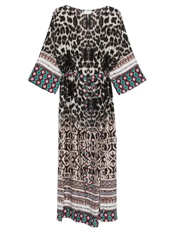 PIERRE-LOUIS MASCIA Printed Silk Maxi Dress - Beige