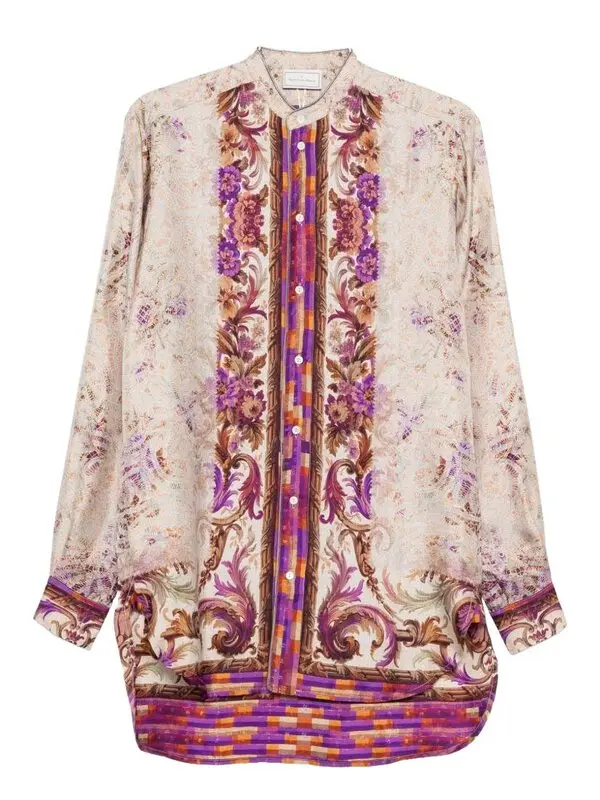 PIERRE-LOUIS MASCIA Printed Silk Shirt - Pink