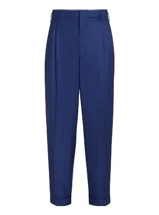 Brunello Cucinelli Double Pleated Virgin Wool Trousers - Royale Blue