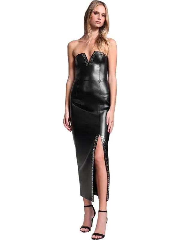 Generation Love Isabel Studded Vegan Leather Dress - Black