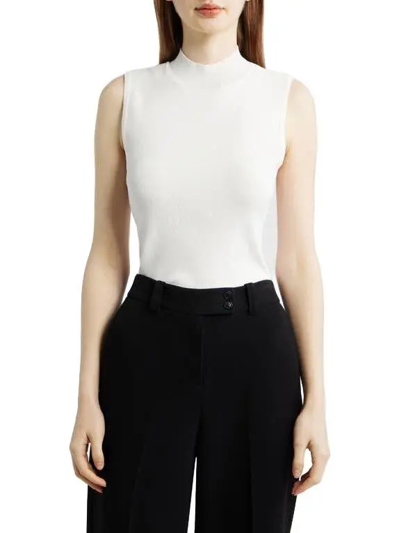 TAHARI ASL Sleeveless Mock Neck Sweater - Ivory