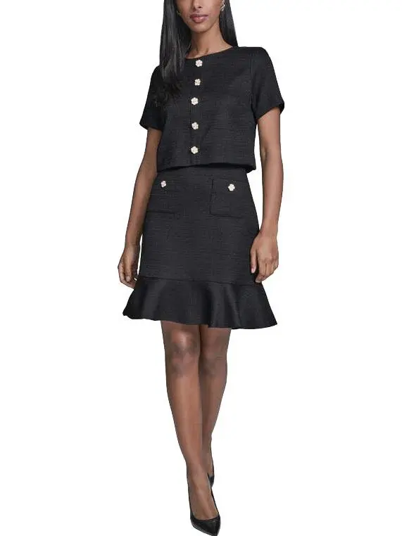 Karl Lagerfeld Ruffle Hem Popover Dress - Black
