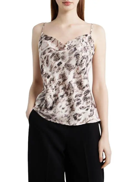 TAHARI ASL Snakeskin Print Satin Camisole - Mocha Snake