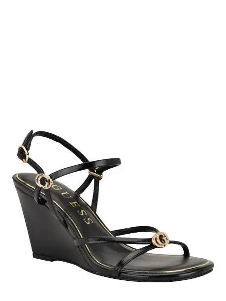 Guess Strappy Slingback Wedge Sandal - Black