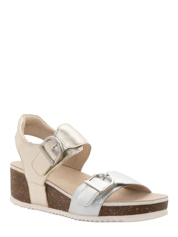 ARA Nova Slingback Platform Wedge Sandal - Silver/platinum