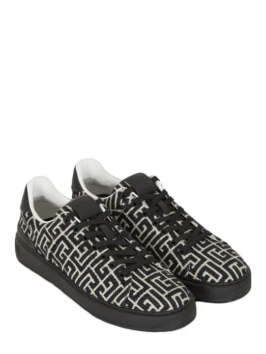 Balmain B Court Monogram Jacquard Low Top Sneaker - Black/ivory