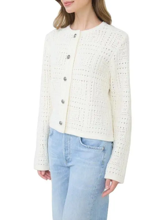 ZOE AND CLAIRE Openwork Texture Cardigan - Ivory