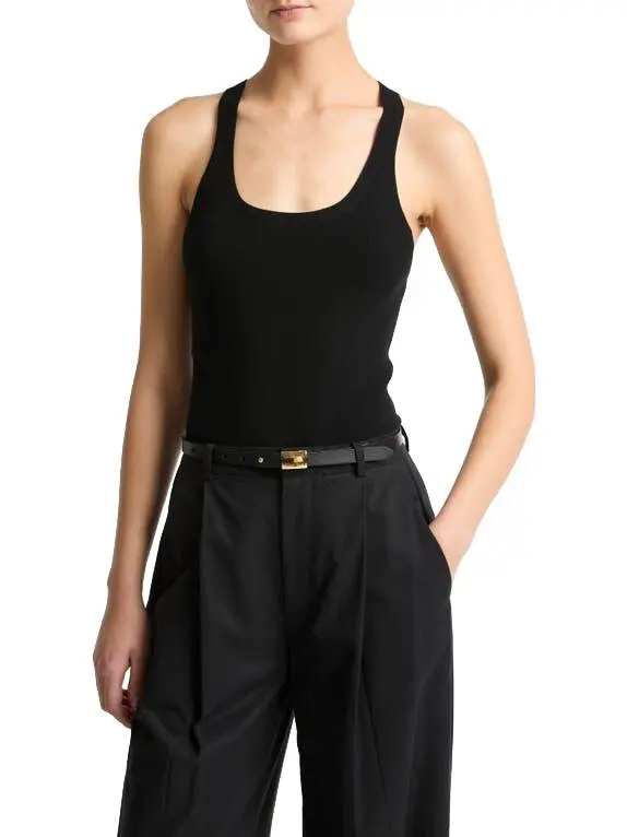 Vince Scoop Neck Racerback Tank - Black