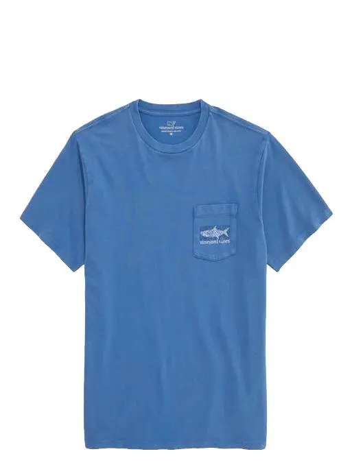 Vineyard Vines Drift Dye Tarpon Whale Cotton Graphic Pocket T-shirt - Club Blue