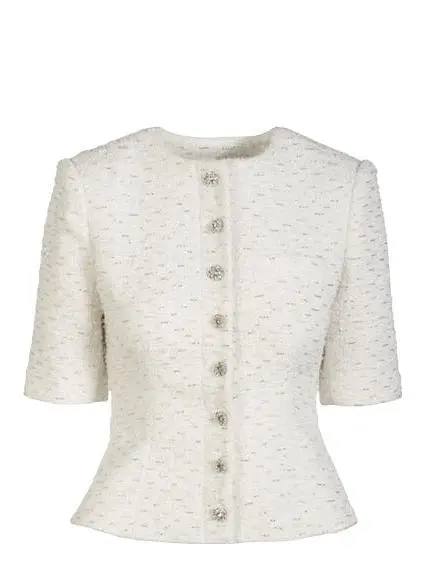 Generation Love Tashi Crystal Embellished Tweed Jacket - Cream