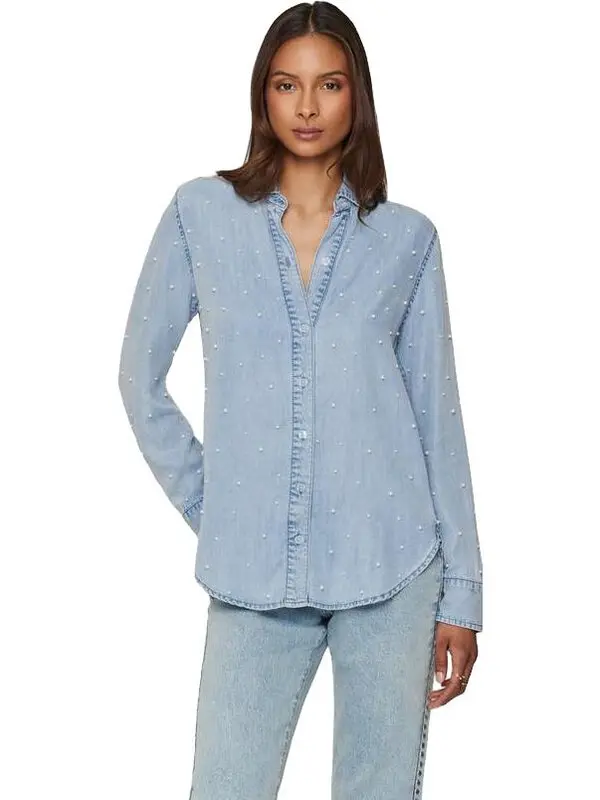 Generation Love Marcello Pearl Denim Shirt - Light Blue/pearl