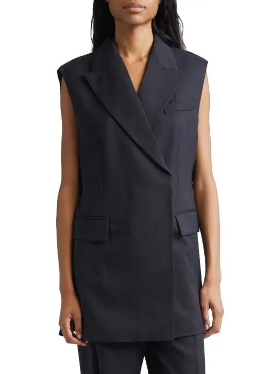 Sportmax Albero Pleat Back Wool Blend Vest - Black