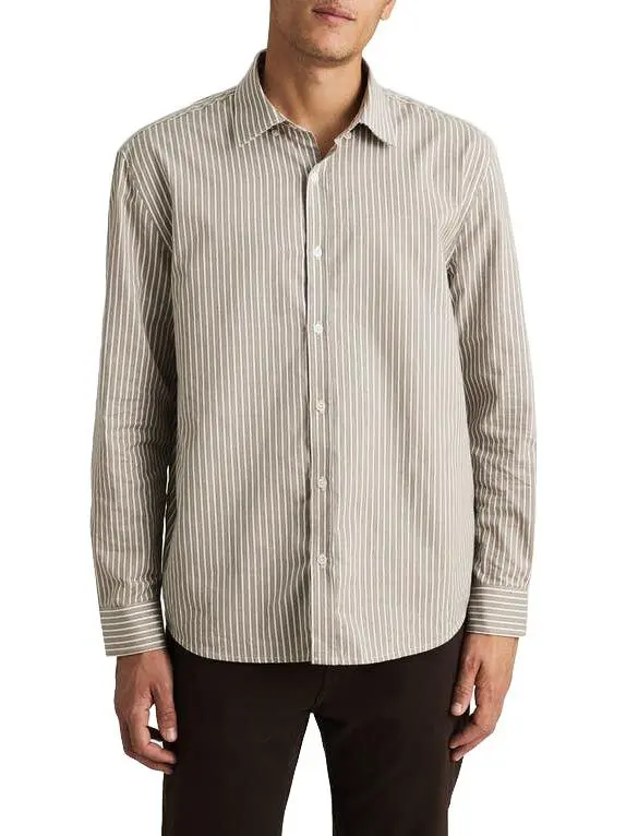MAVI Stripe Flannel Button-up Shirt - Gray Flannel Zemin White Stp