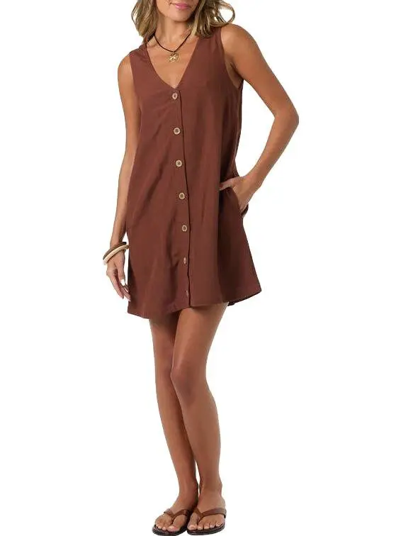 O'Neill Sanders Button-up Mini Dress - Coconut Brown