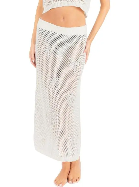 Hurley Embroidered Open Knit Midi Skirt - Egret
