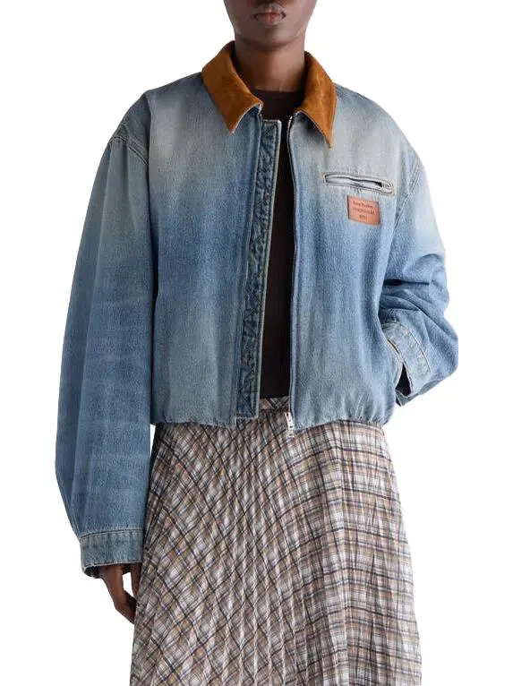 Acne Studios Padded Denim Bomber Jacket - Mid Blue