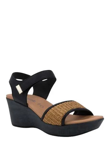 Naot Summer Wedge Sandals - Black/raffia