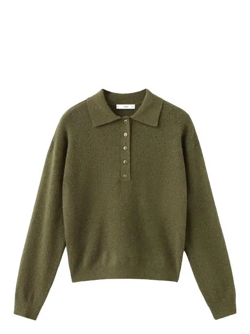 Mango Polo Sweater - Khaki Green