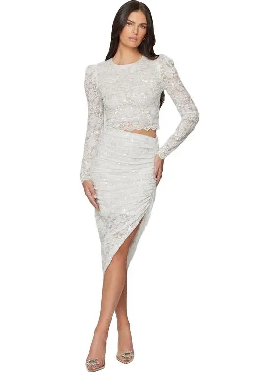 Generation Love Nellia Sequin Lace Midi Skirt - White